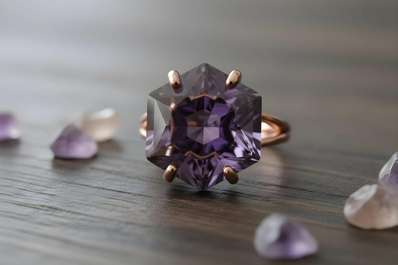 Amethyst Ring · February Birthstone Ring · Hexagon Ring · Purple ...