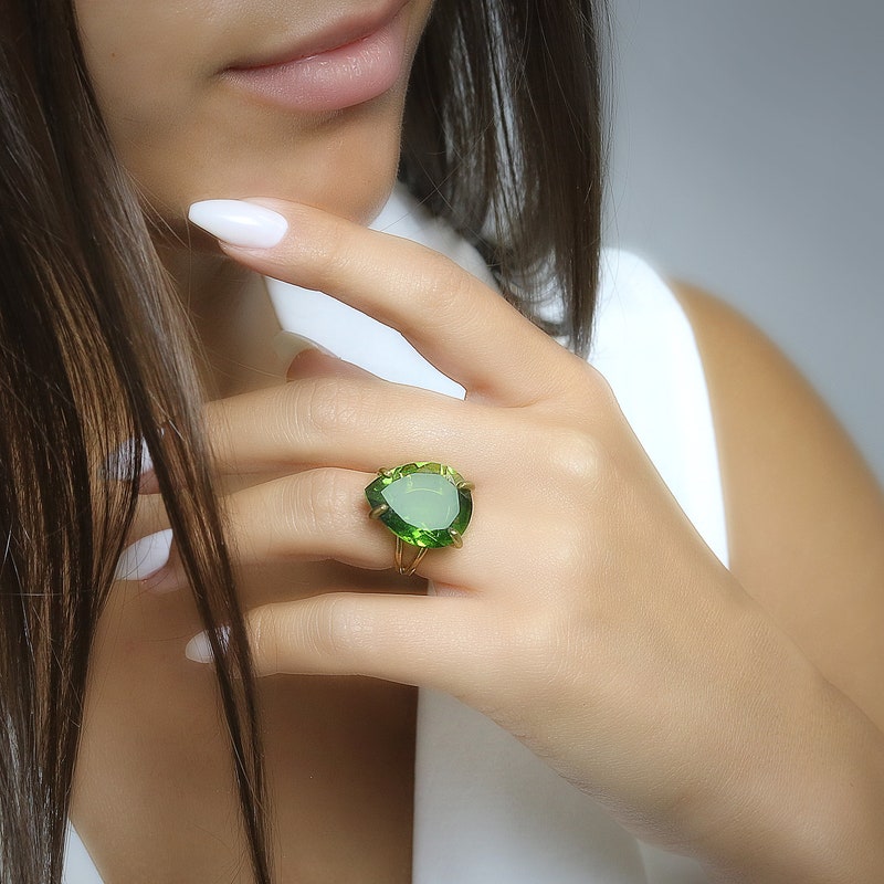 Large Peridot Rings Women - Etsy