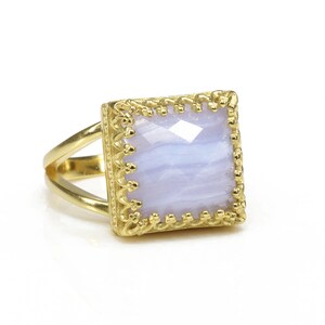Gold Ring · Square Ring · Lace Agate Ring · Vintage Ring · Gemstone ...