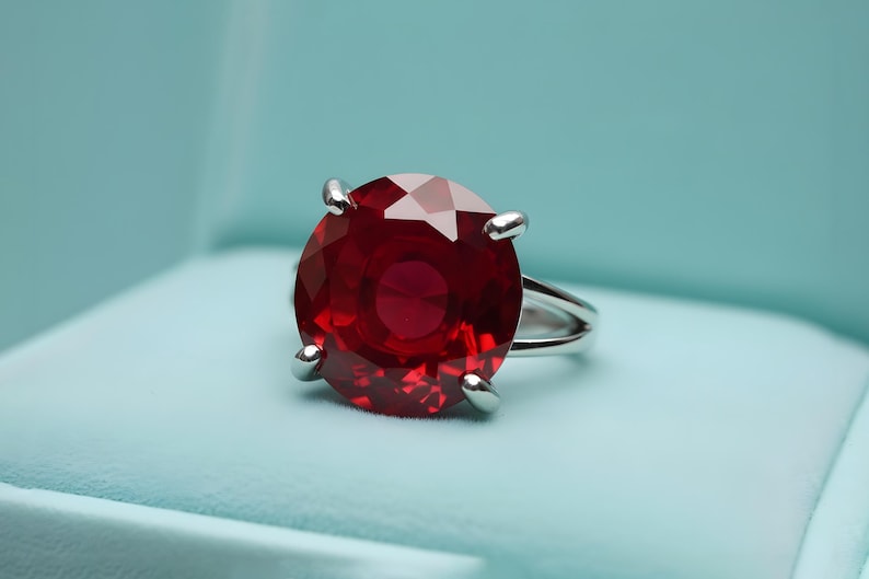 Sterling Silver Ruby Ring · Round Cut Solitaire Ring · Personalized ...