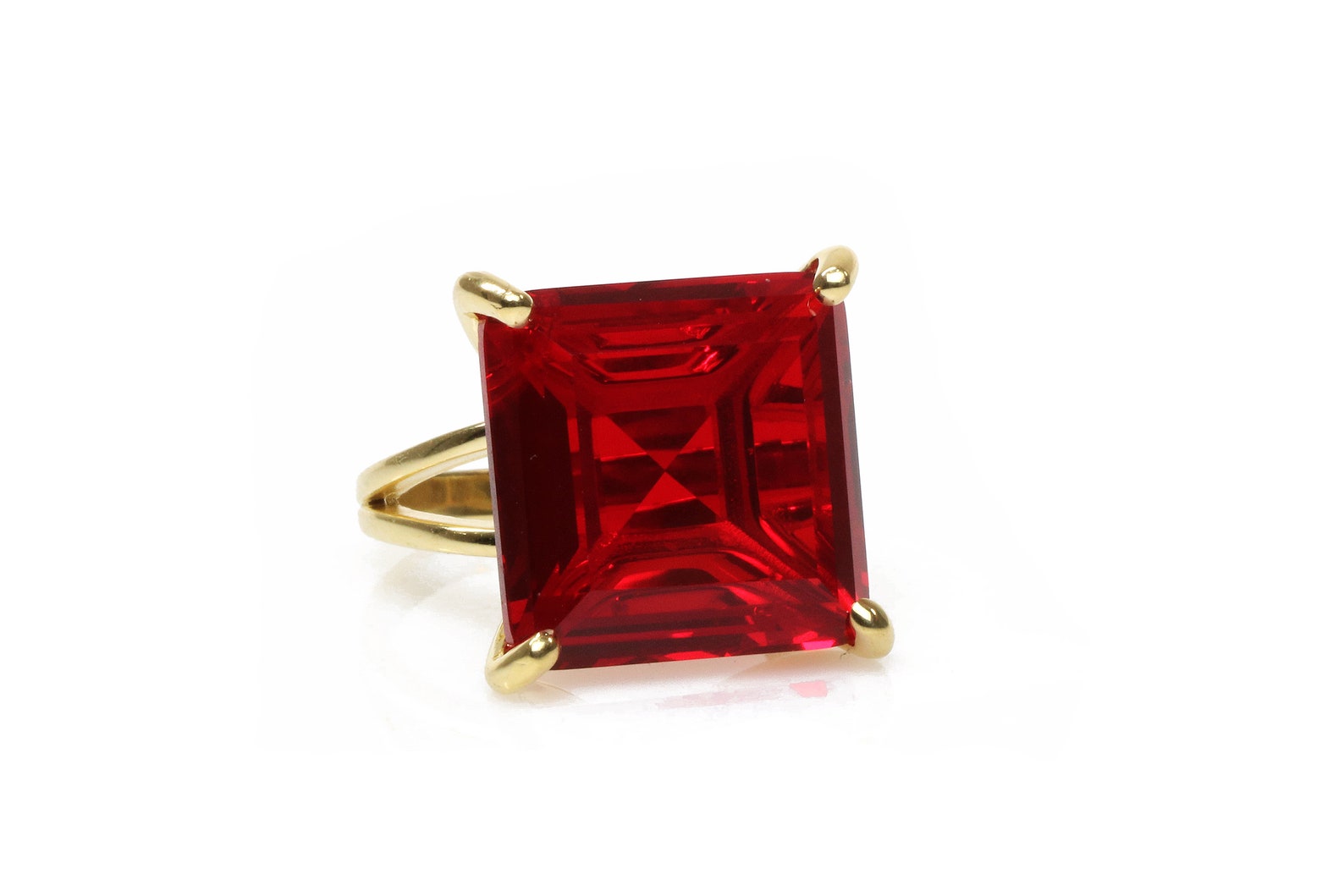 14k Ruby Ring July Birthstone Ring Square Cut Ruby Ring - Etsy