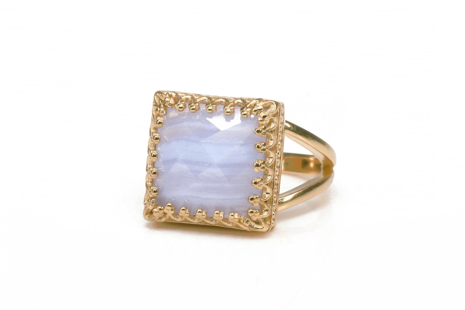 Gold Ring Square Ring Lace Agate Ring Vintage Ring - Etsy