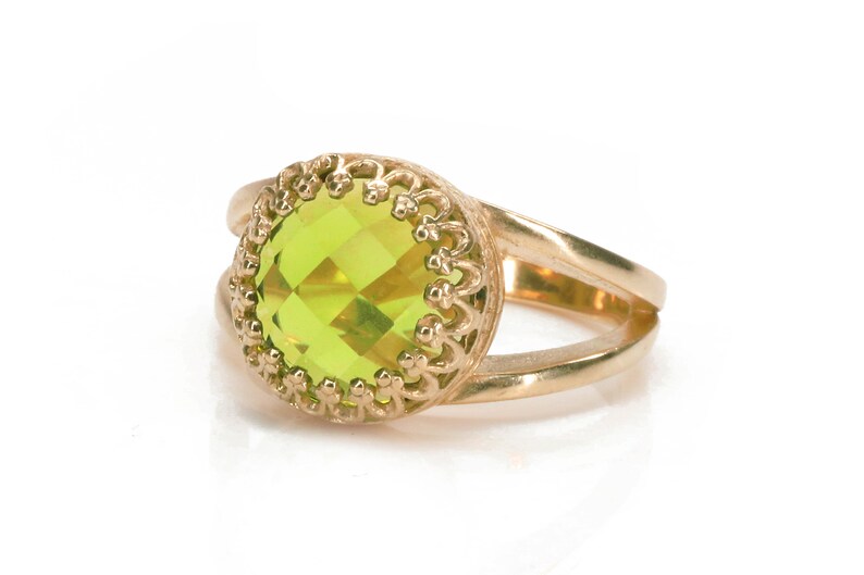 Green Peridot Ring · August Birthstone Ring · Delicate Cocktail Ring ...