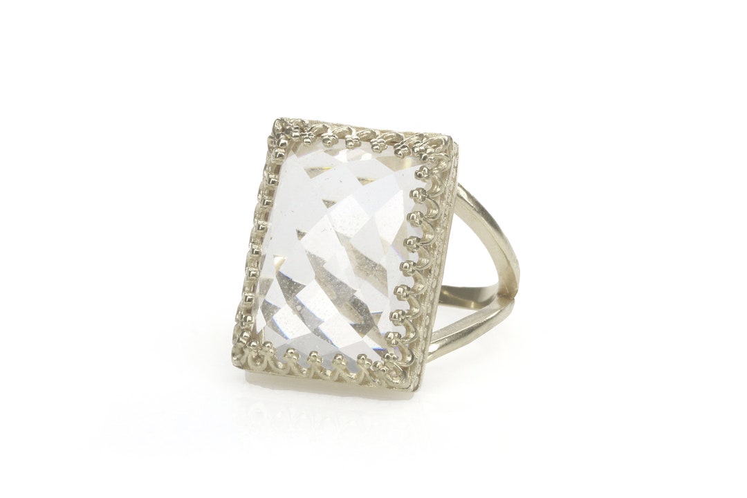 Fine Silver Quartz Ring · Rectangle Ring · Sterling Silver Ring · Wow ...