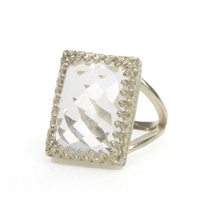 Fine Silver Quartz Ring · Rectangle Ring · Sterling Silver Ring · Wow ...