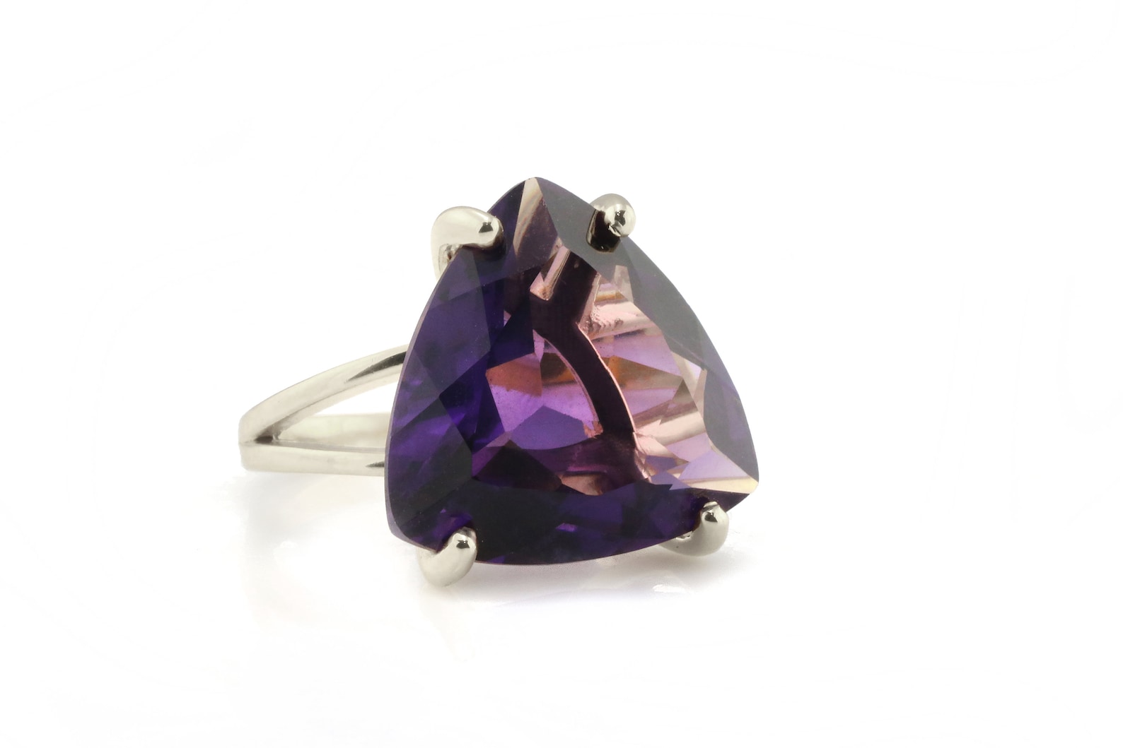 Trillion Amethyst Ring Purple Ring Gemstone Ring Silver - Etsy