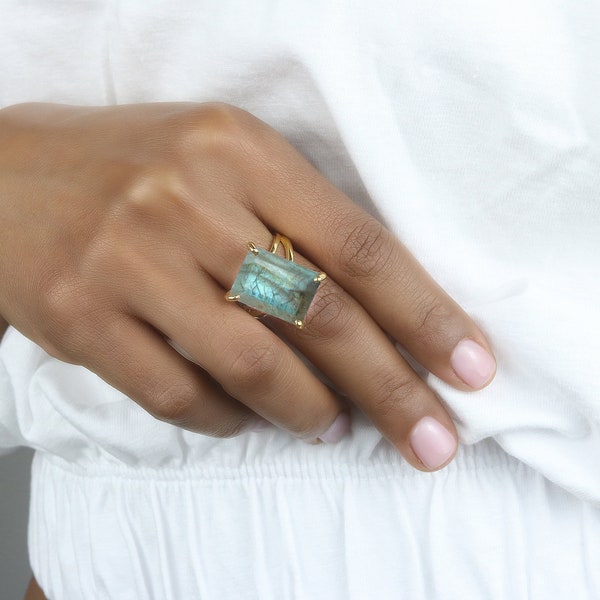 Rectangle Stone Ring - Etsy