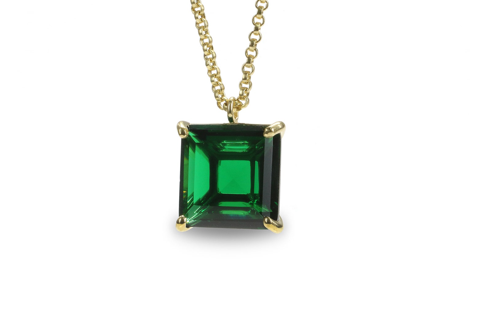 Square Emerald Pendant · Customized Pendant Necklace · Long Emerald ...