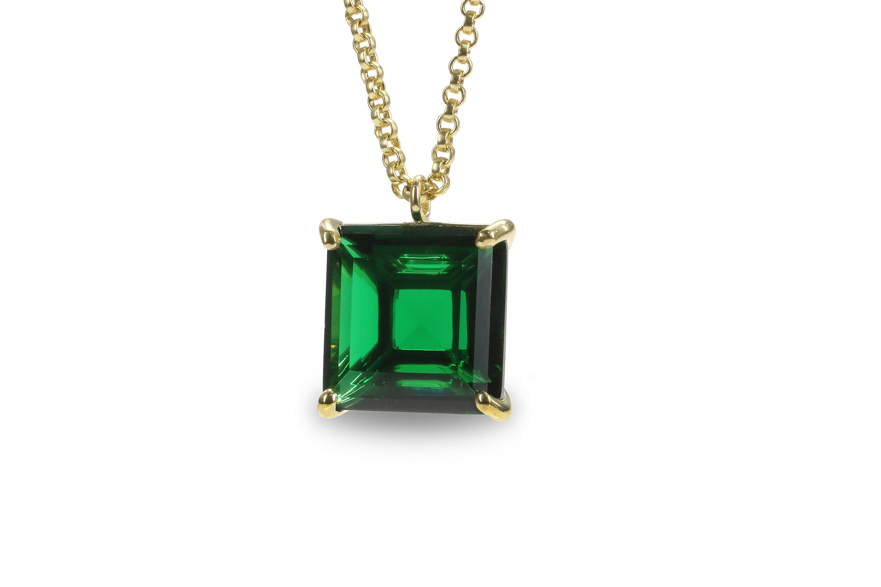 Square Emerald Pendant Customized Pendant Necklace Long - Etsy Israel