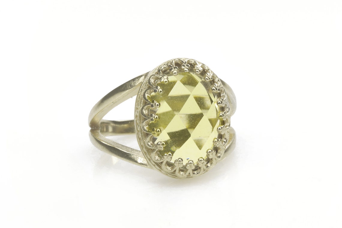 Oval Lemon Quartz Ring Lemon Quartz Jewelry Custom | Etsy