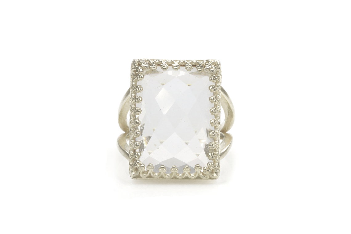 Fine Silver Quartz Ring · Rectangle Ring · Sterling Silver Ring · Wow ...