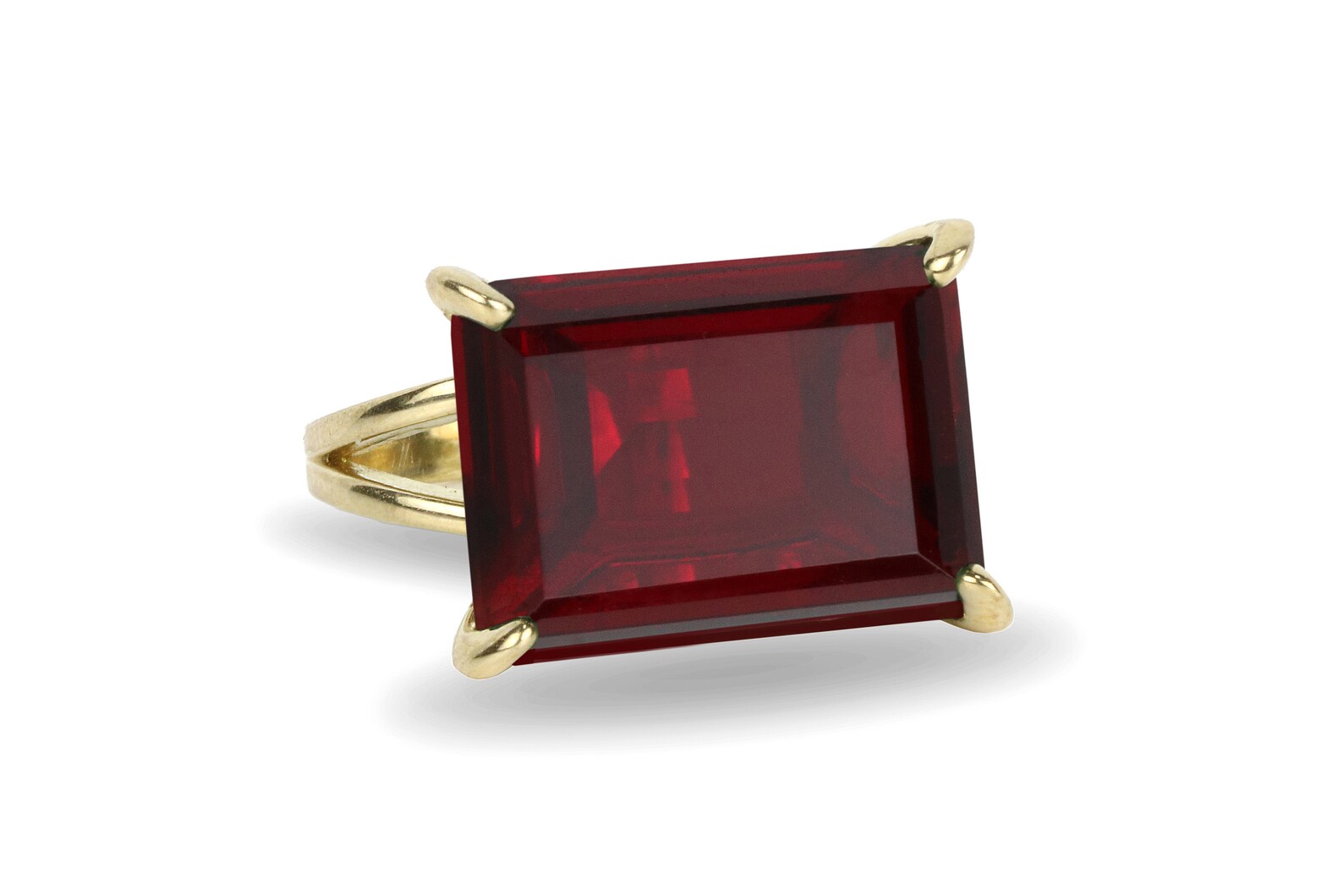 Rectangular Garnet Ring January Gemstone Ring Emerald Cut - Etsy