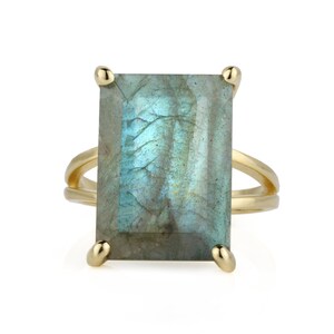 Gold Ring · Labradorite Ring · Rectangle Ring · Gold Statement Ring ...