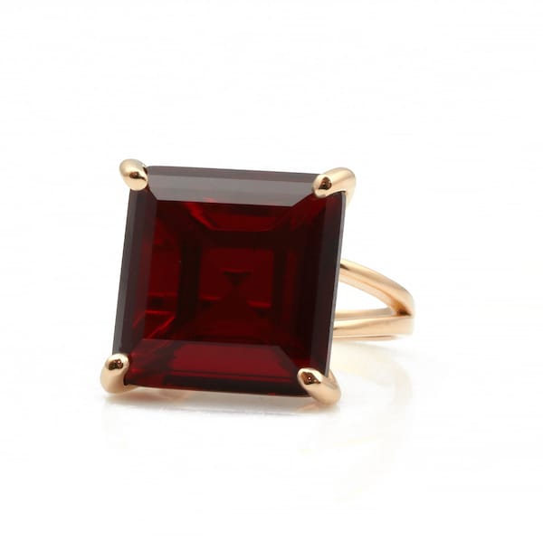 Garnet Square Cut Ring - Etsy