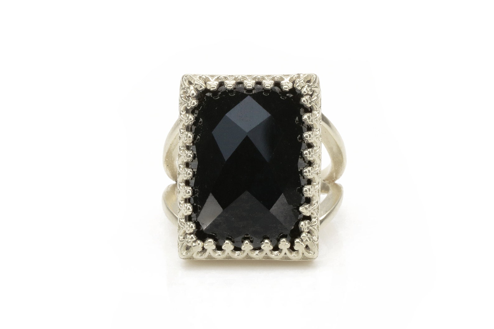 Black Onyx Ring Black Statement Ring Rectangular Ring Silver Ring Silver Onyx Jewelry Gemstone ...