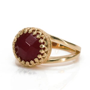 14 Karat Rose Gold Ring · Red Jade Ring · Handmade Ring · Natural ...
