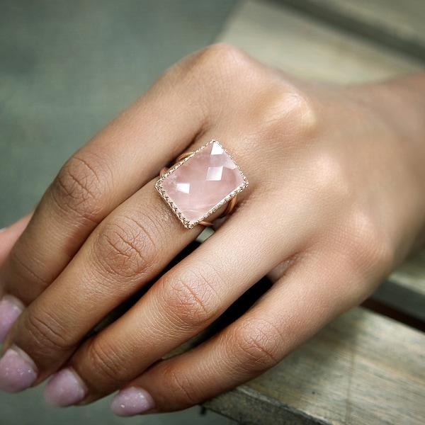 Rose Quartz Ring - Etsy