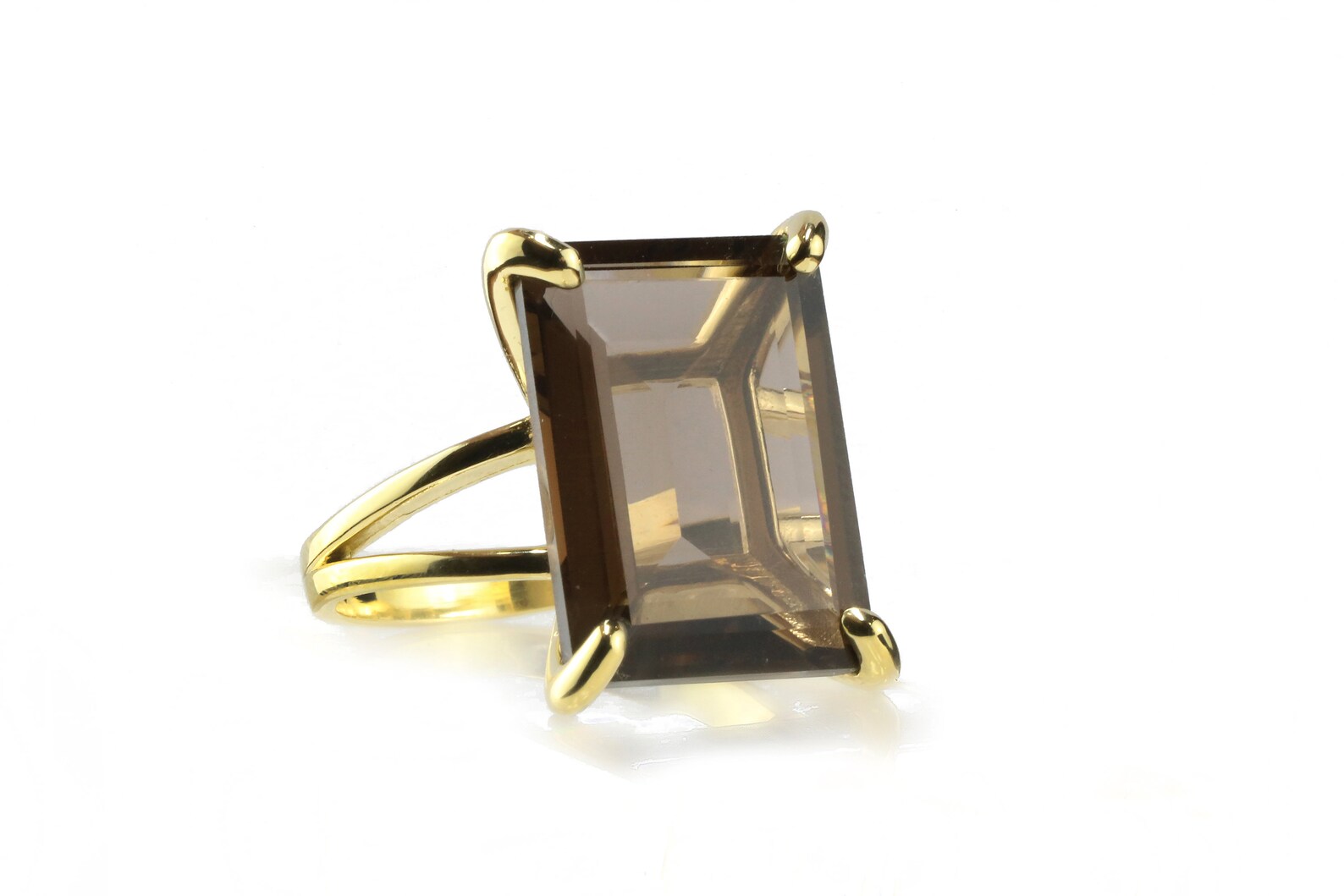 Rectangle Gemstone Ring Semiprecious Ring Smoky Quartz - Etsy
