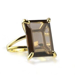 Rectangle Gemstone Ring · Semiprecious Ring · Smoky Quartz Ring · Brown ...