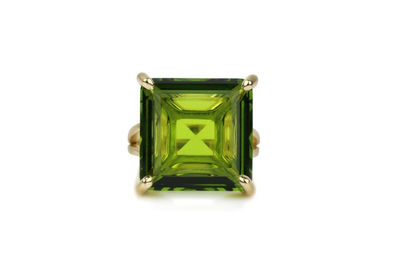 Gold Peridot Ring Square Peridot Stone Ring Gemstone Ring - Etsy