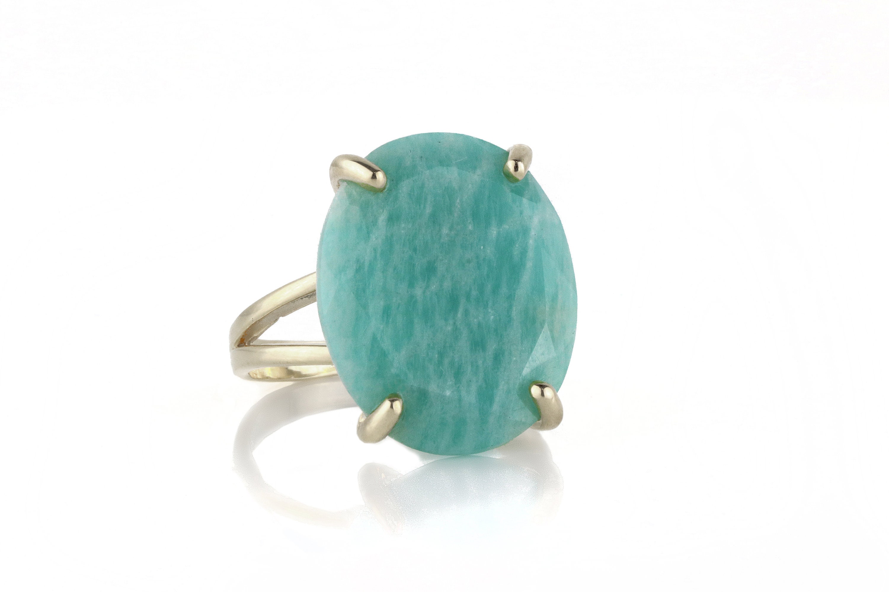 Gold Statement Ring Amazonite Ring Gemstone Ring Gold | Etsy