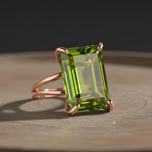 August Birthstone Ring · Peridot Ring · Rectangle Ring · Emerald Cut ...