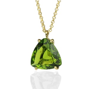 Silver Peridot Necklace · Triangle Pendant · August Birthstone Pendant ...