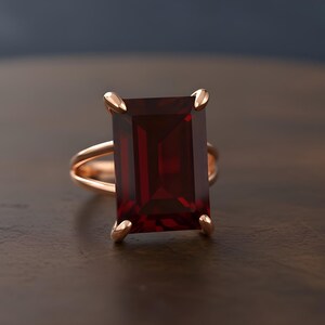 Rectangular Garnet Ring · Emerald Cut Gemstone Ring · January ...