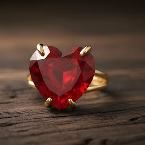 Ruby Heart Ring · July Birthstone Gold Ring · Gemstone Ruby Ring 14k ...