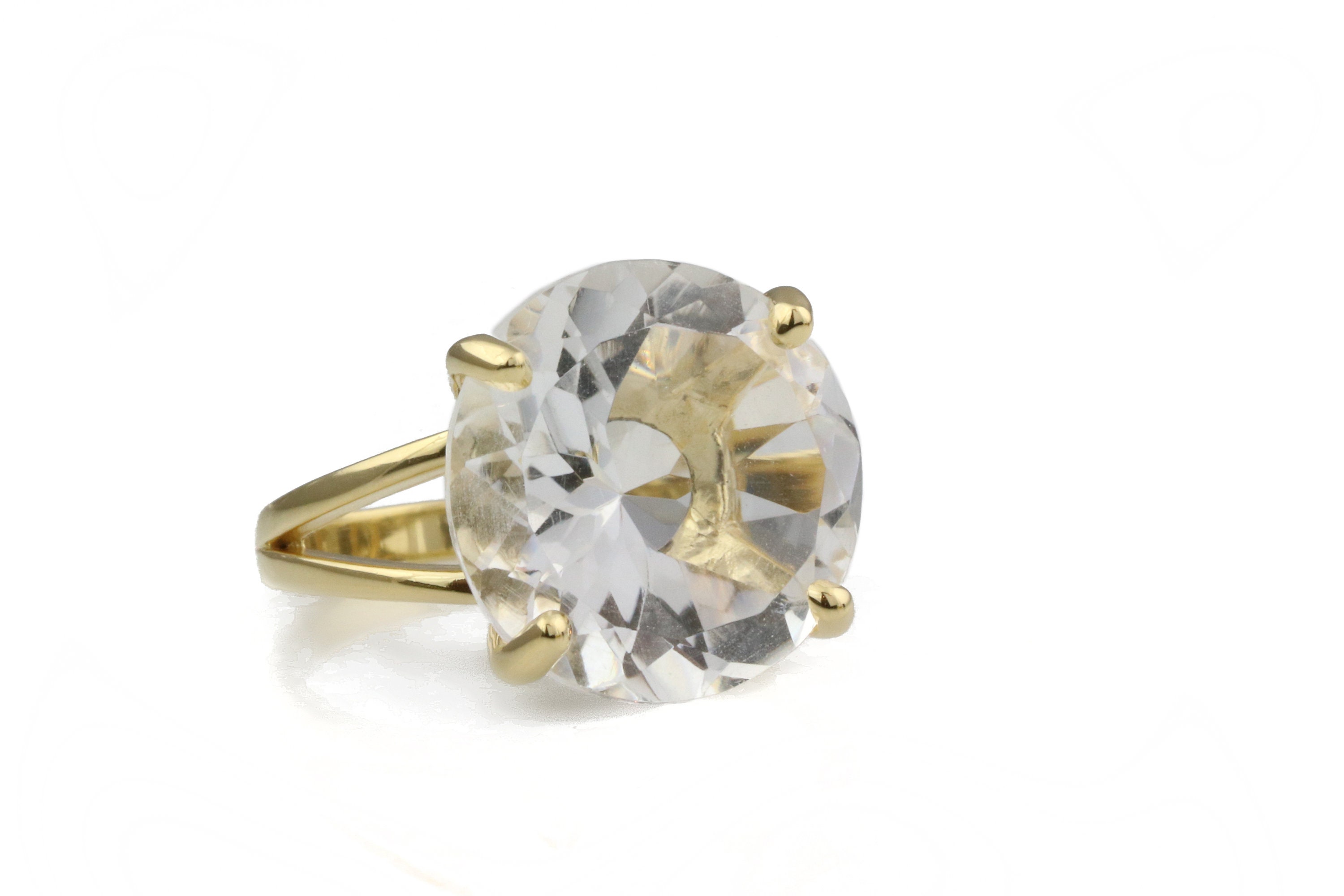 Gold Crystal Quartz Ring Reflective Ring Clear Quartz | Etsy