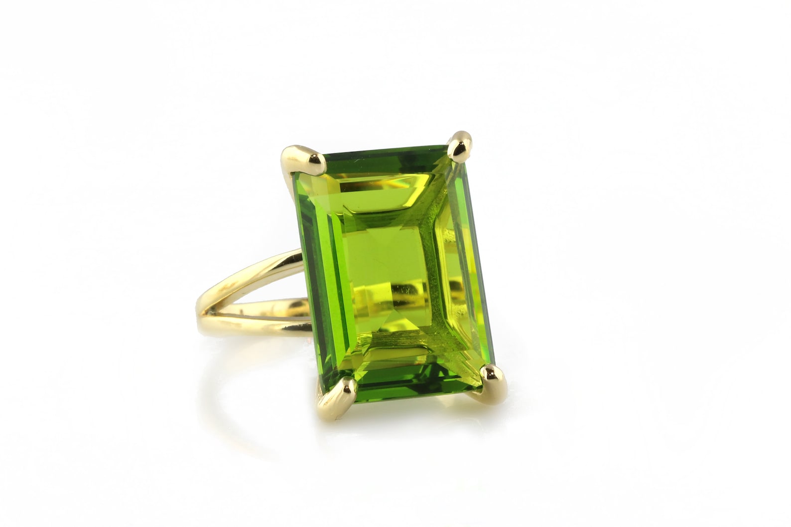 Peridot Ring 14k Gold Ring Rectangle Ring Green Stone - Etsy