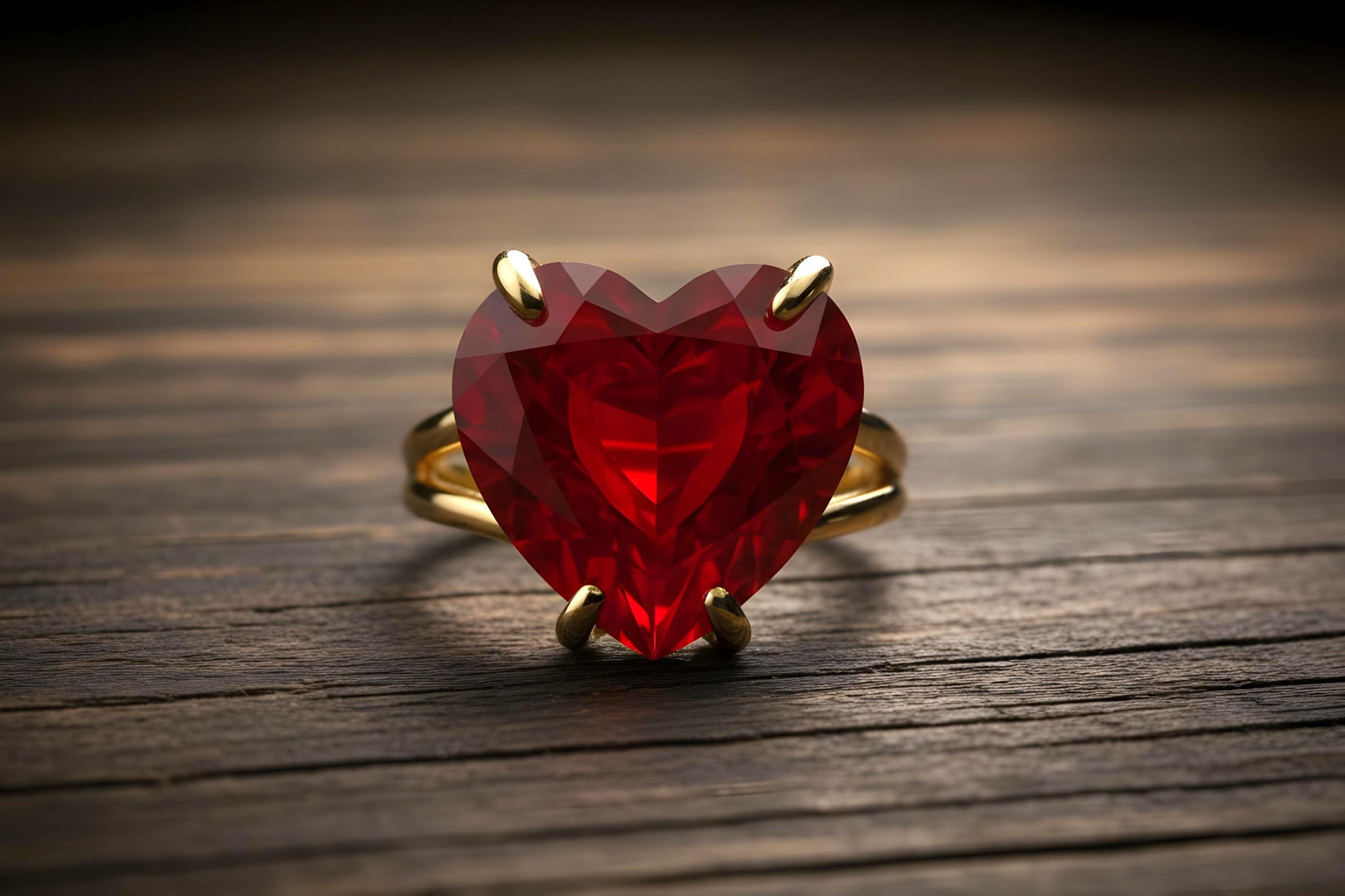Ruby Heart Ring · July Birthstone Gold Ring · Gemstone Ruby Ring 14k ...
