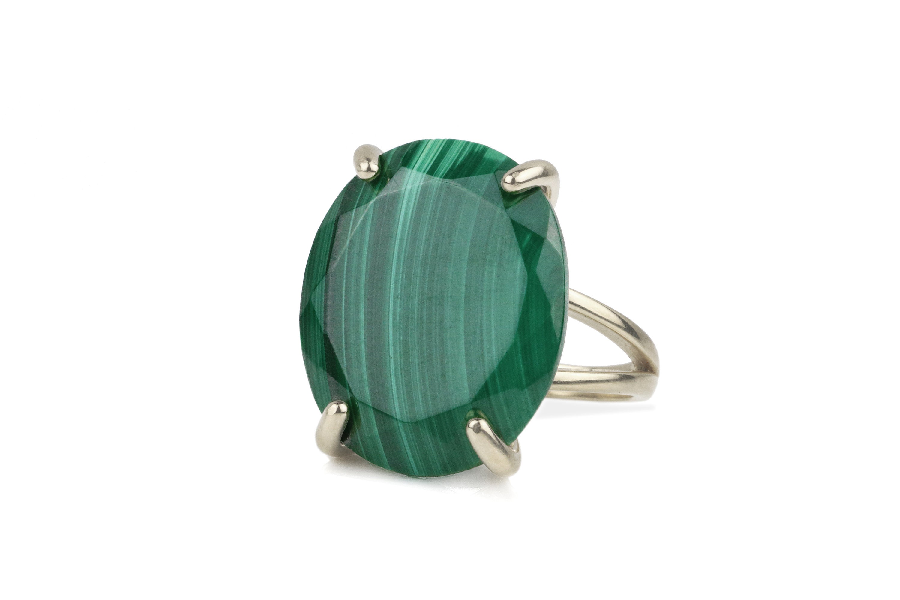14k Gold Malachite Ring Oval Ring 14k Solid Gold Ring | Etsy