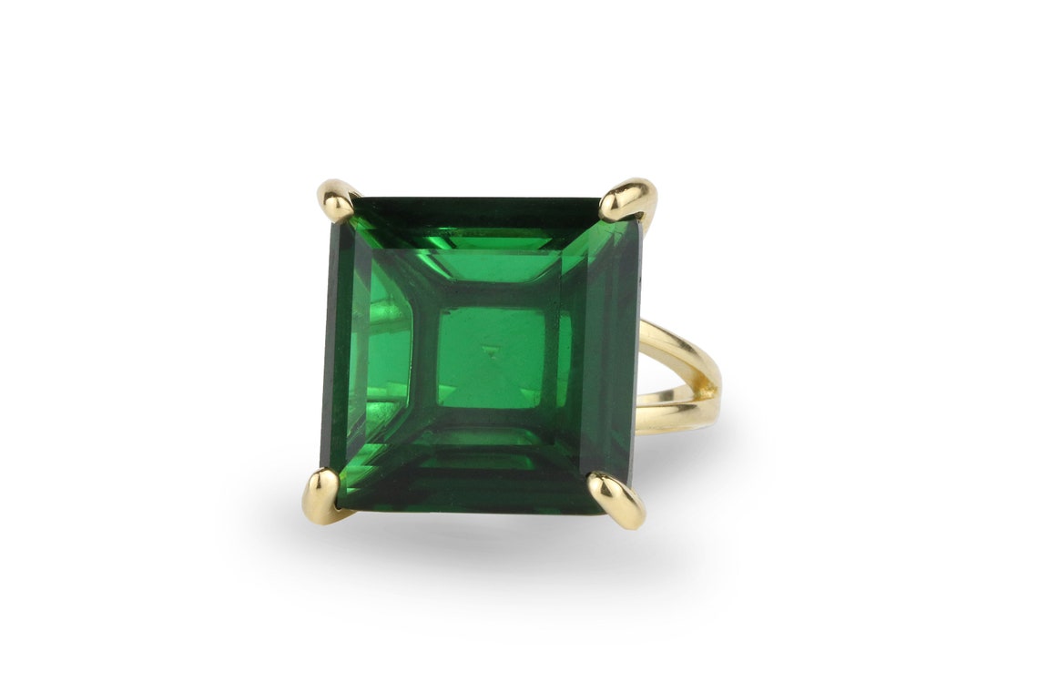 Square Emerald Ring Gold Square Ring Mothers Day Gift - Etsy