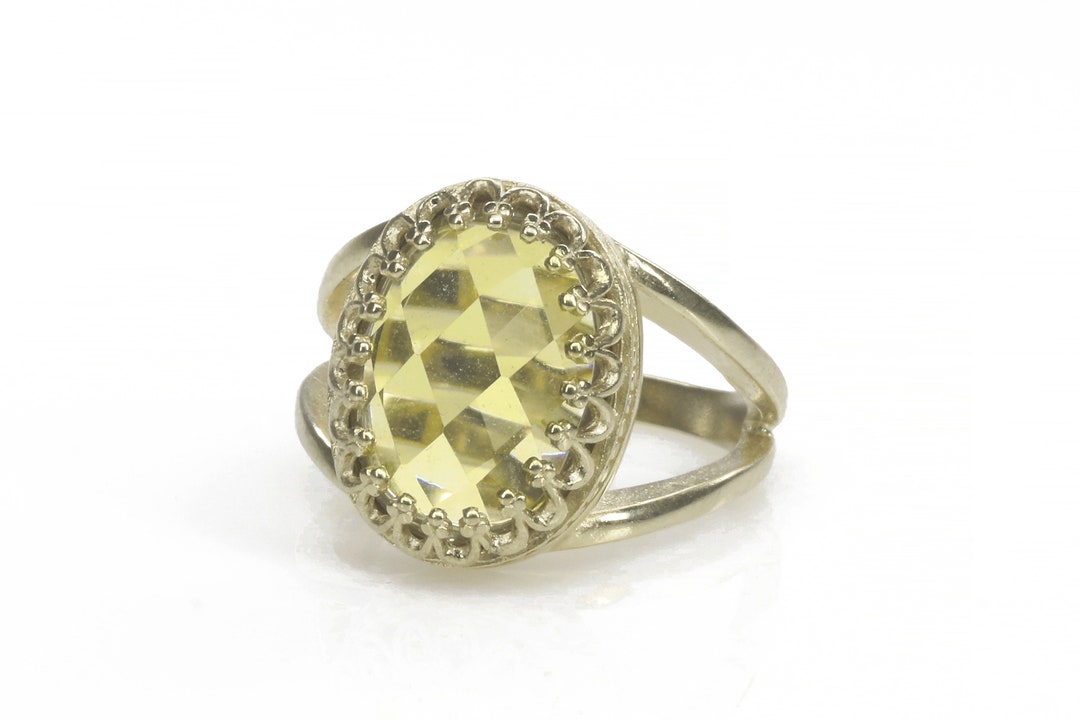 Oval Lemon Quartz Ring · Lemon Quartz Jewelry · Custom Engraved Ring ...