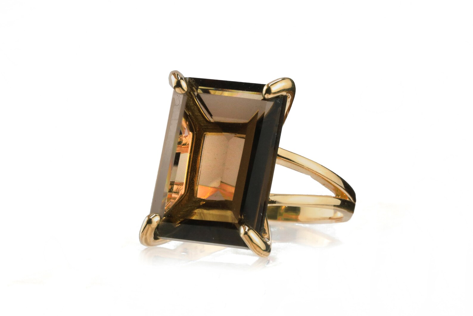Rectangle Gemstone Ring Semiprecious Ring Smoky Quartz - Etsy