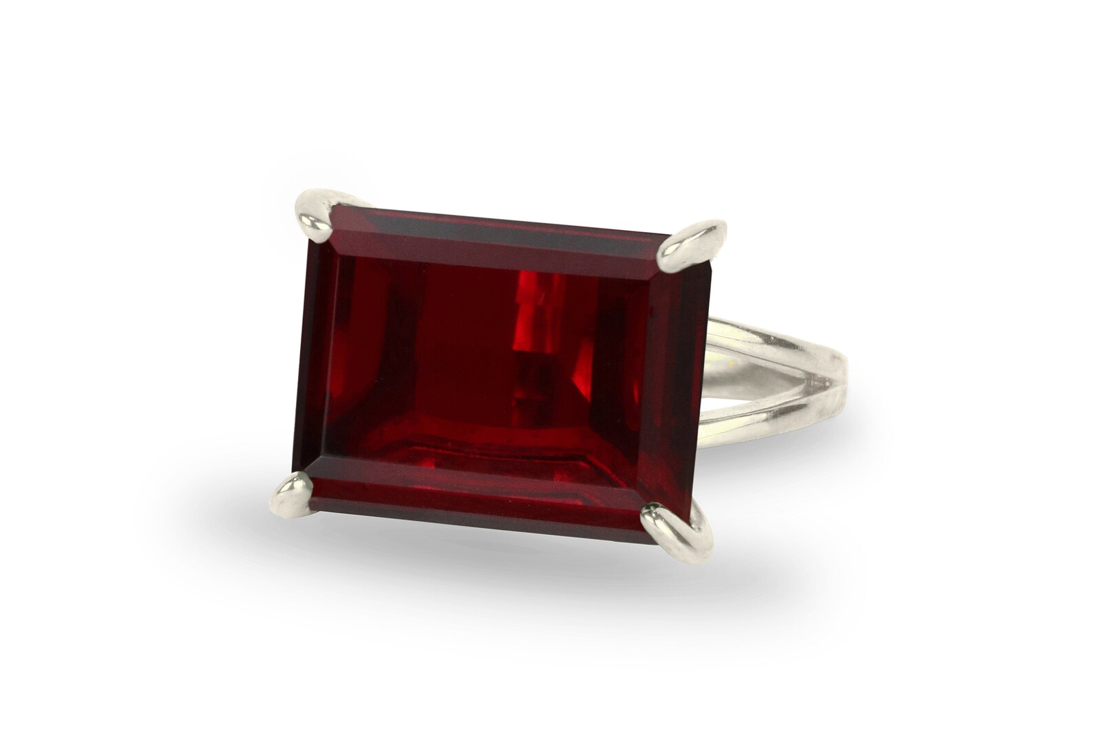 Rectangular Garnet Ring January Gemstone Ring Emerald Cut - Etsy