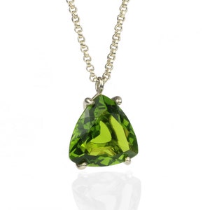 Silver Peridot Necklace · Triangle Pendant · August Birthstone Pendant ...