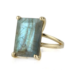 Gold Ring · Labradorite Ring · Rectangle Ring · Gold Statement Ring ...