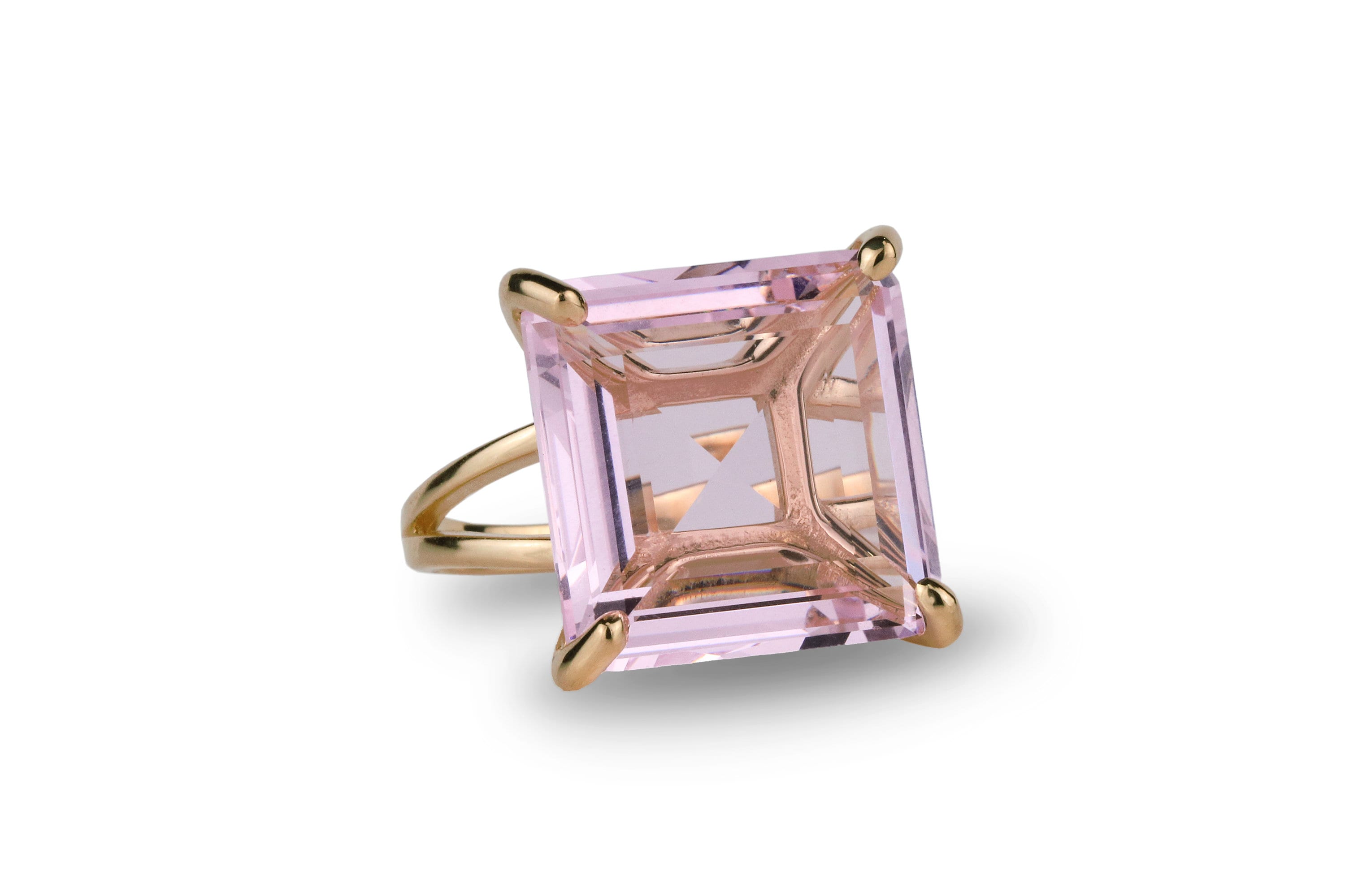 Square Rose Quartz Ring Large Cocktail Ring Gold Ring | Etsy