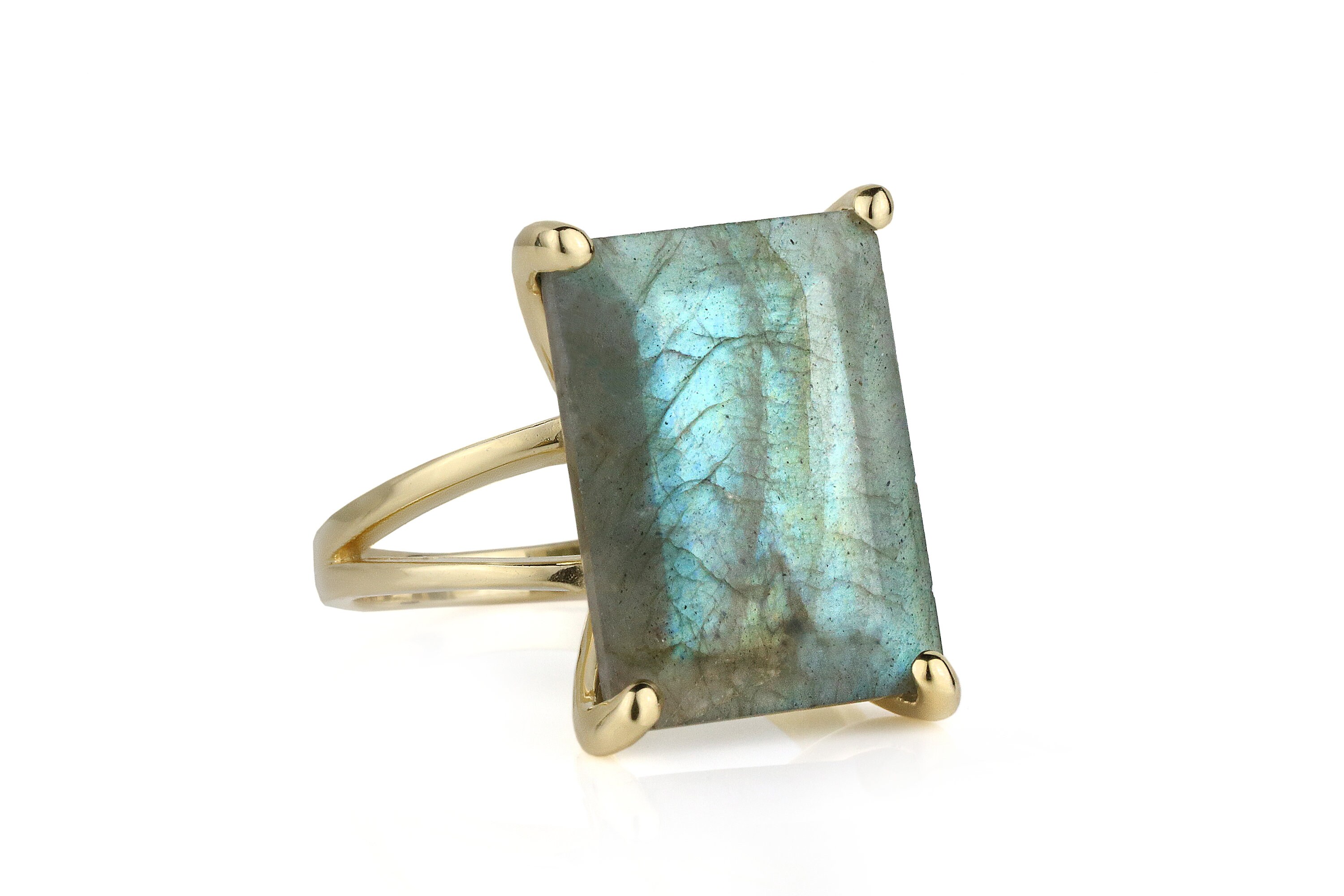 Gold Ring Labradorite Ring Rectangle Ring Gold Statement | Etsy