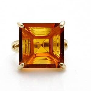 Square Citrine Ring · November Birthstone Ring · Gemstone Ring · 14k ...