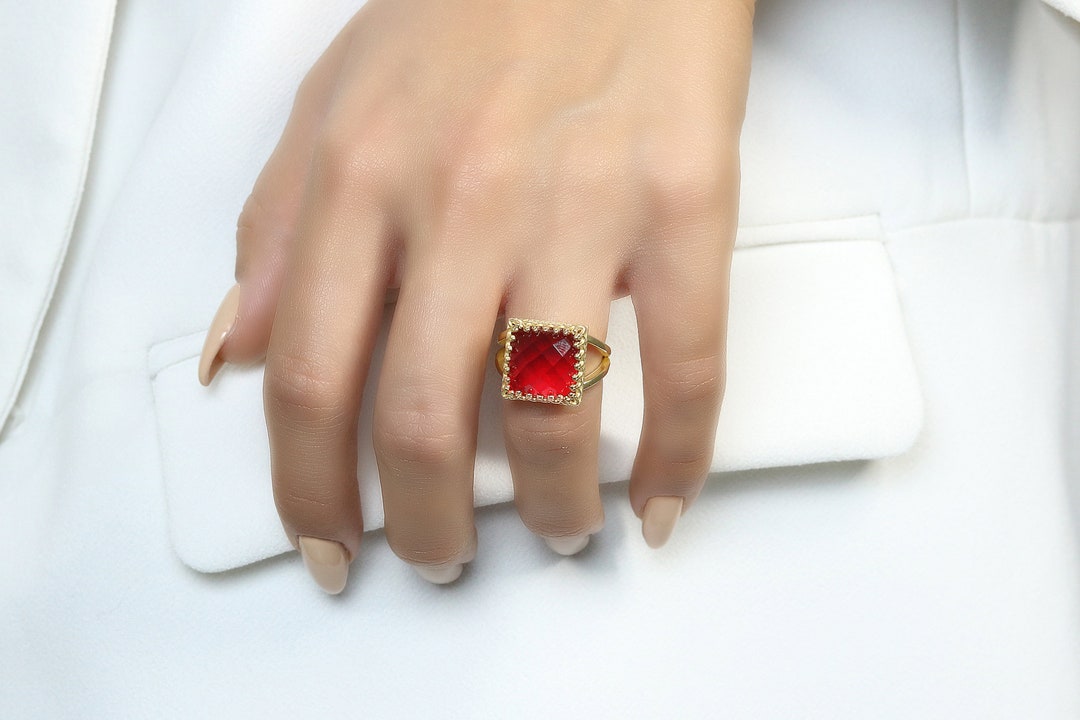 Square Ruby Ring · 24k 18k 14k Gold Ring · Handmade Ruby Ring · Vintage ...
