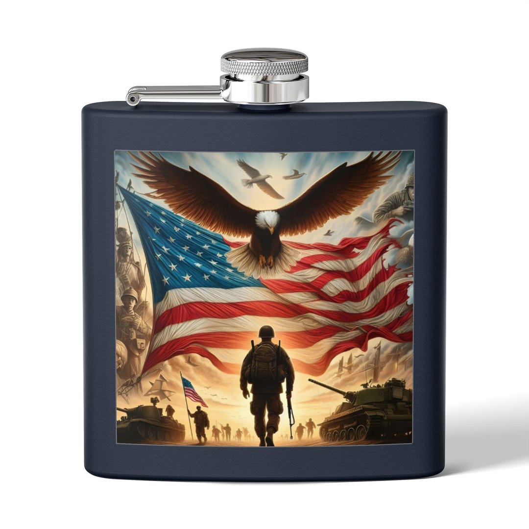 American Pride Flask: Patriotic US Flag Stainless Steel Alcohol ...