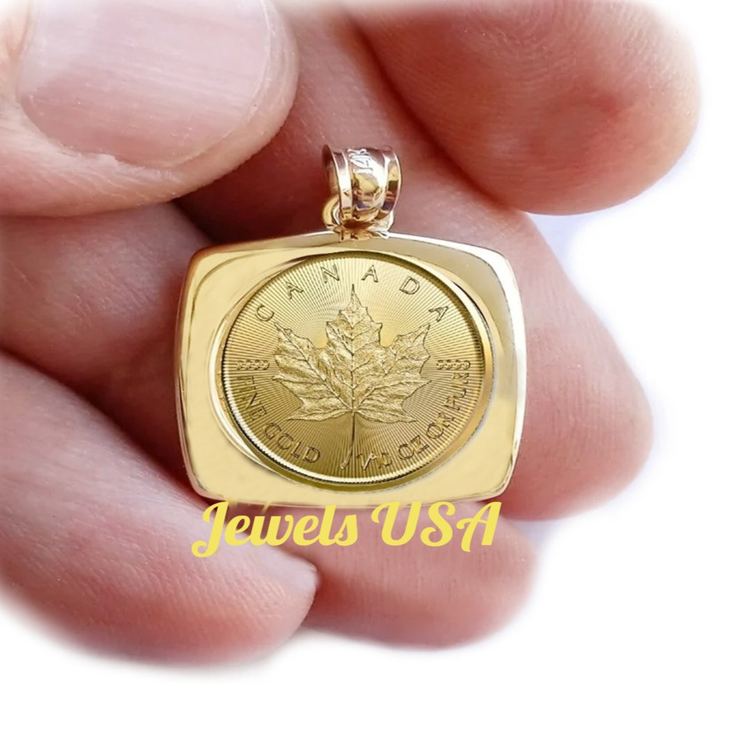 Canadian Coin Pendant Maple Leaf Coin Pendant Gold Coin - Etsy
