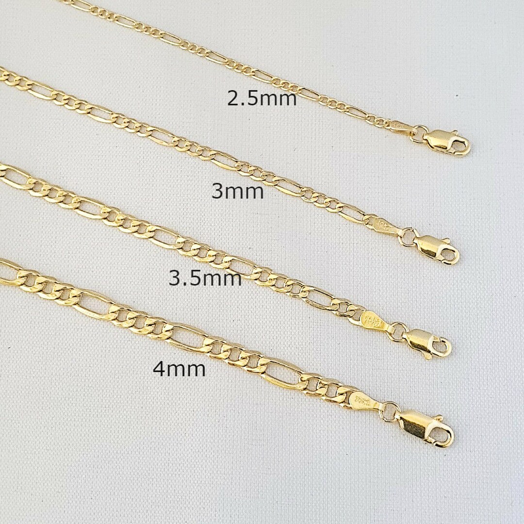 10K Yellow Gold Figaro Chain, Real Gold Jewelry, Hollow Gold Chain ...