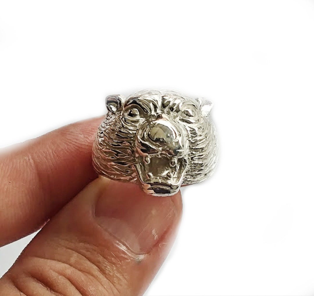 Tiger Head Ring Tiger Mens Ring Silver Tiger Ring Cool - Etsy
