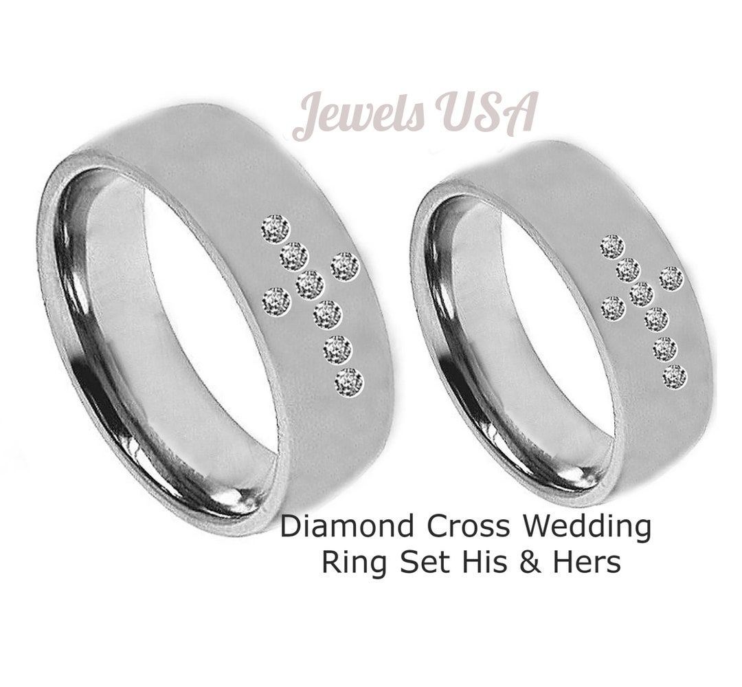 Diamond Cross Ring Set, Cross Wedding Band, Diamond Bands, Diamond ...