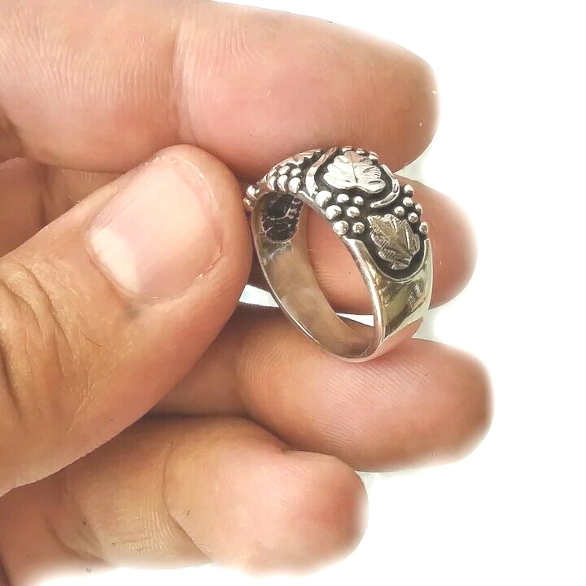 Grape Leaf Ring Silver Leaf Ring Leaf Wedding Band Grape - Etsy