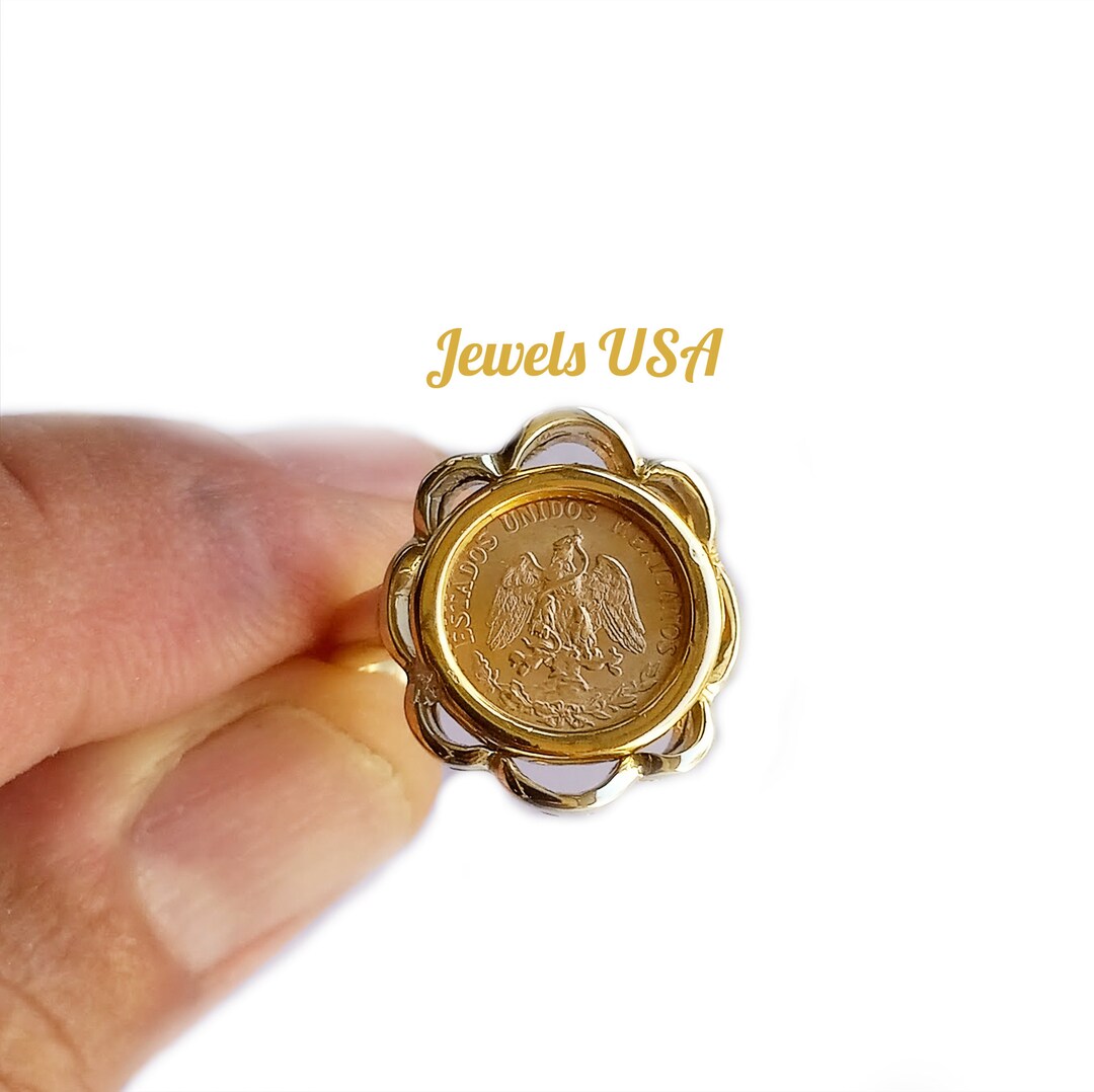 Dos Pesos Gold Ring Women, Gold Coin Ring Women, 2 Pesos Coin Ring ...